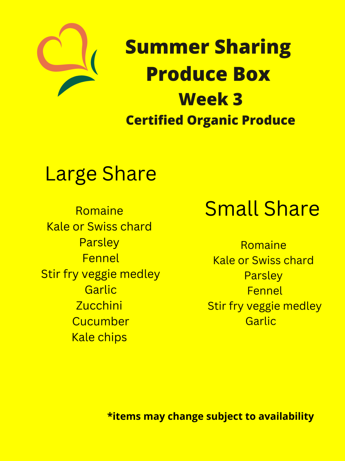 Summer Sharing Veggie Box Wk3 – Shared Harvest Farm