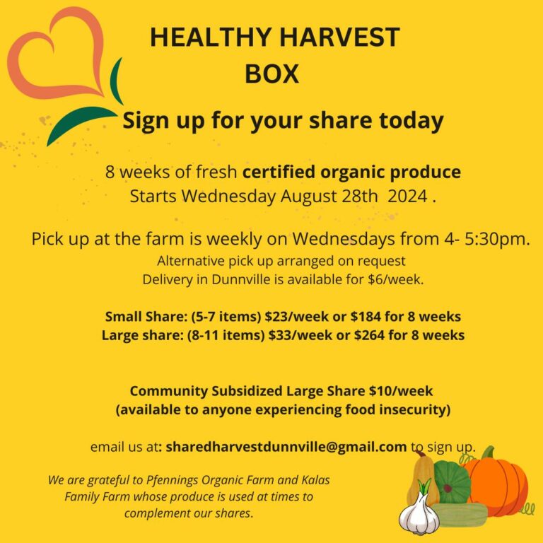 Healthy Harvest Box starts August 28th – Shared Harvest Farm